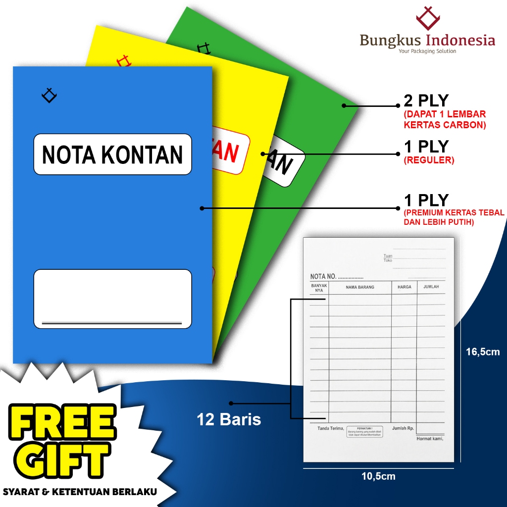 Jual Nota Kontan 1 Ply / Buku Nota 1 Rangkap 2 Ply 2 Rangkap | Shopee ...
