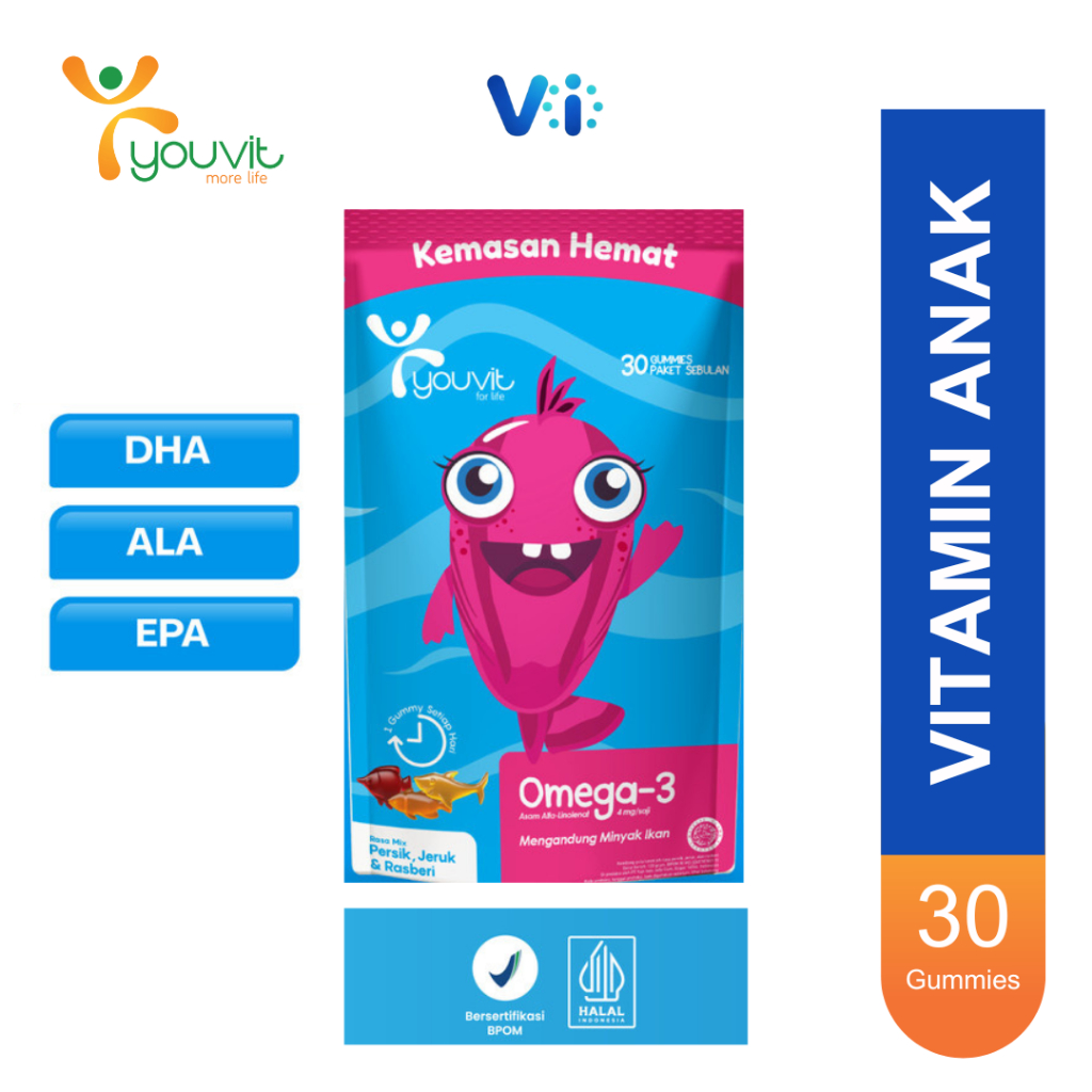 Jual Youvit Omega 3 Anak 30 Hari dengan Minyak Ikan untuk Otak & Mata ...
