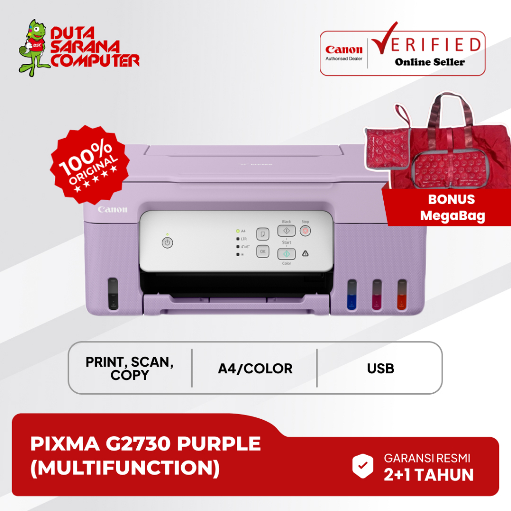 Jual CANON PIXMA G2730 INK TANK PRINTER PURPLE GARANSI RESMI | Shopee ...