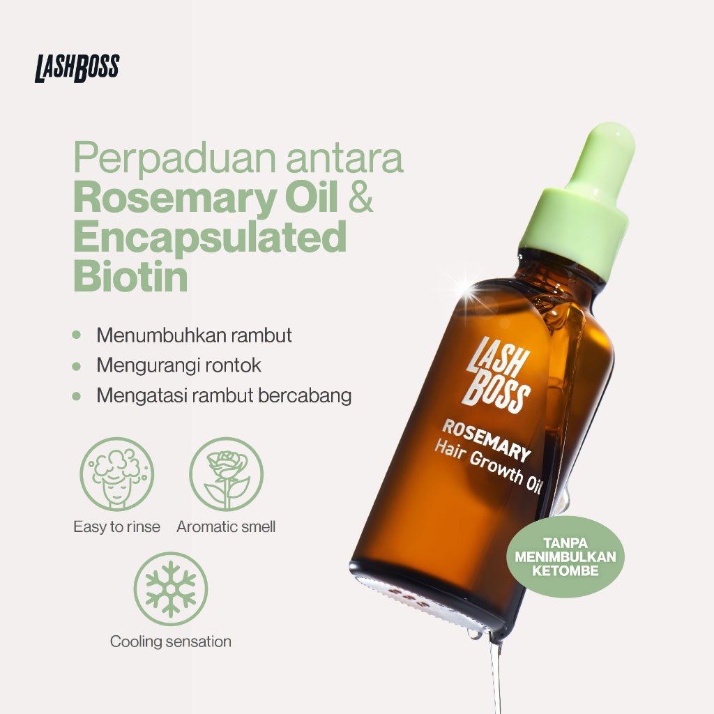 Jual [ Grosir 89K ] Lashboss Rosemary Hail Oil For Hair Growth ...