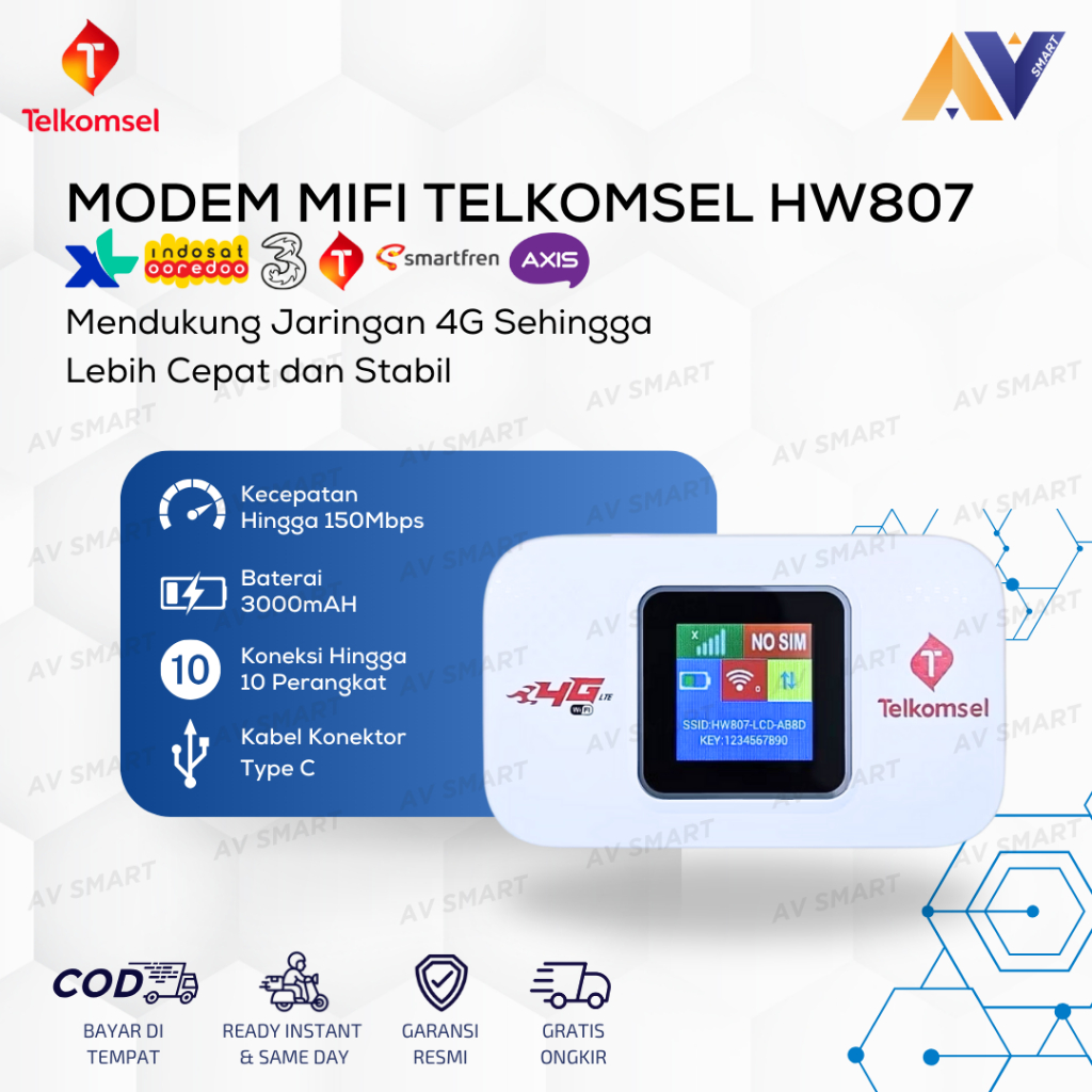 Jual Modem MIFI 4G Telkomsel HW807 Pro 150Mbps Support Unlock All Operator | Shopee Indonesia