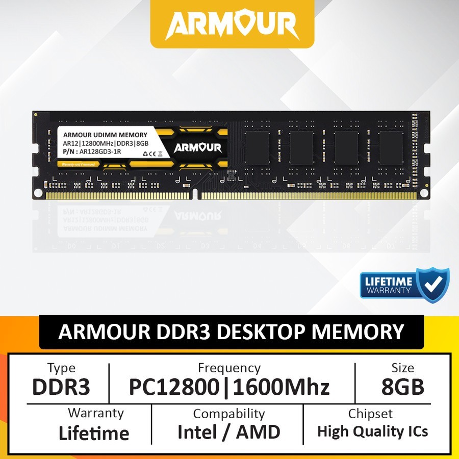 Jual MEMORY ARMOUR DDR3 LONGDIMM 8GB 1600MHZ | Shopee Indonesia