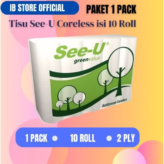 Jual See U Tissue Roll Coreless [ 2 Ply / 10 Roll ] Full Emboss - Tisu ...