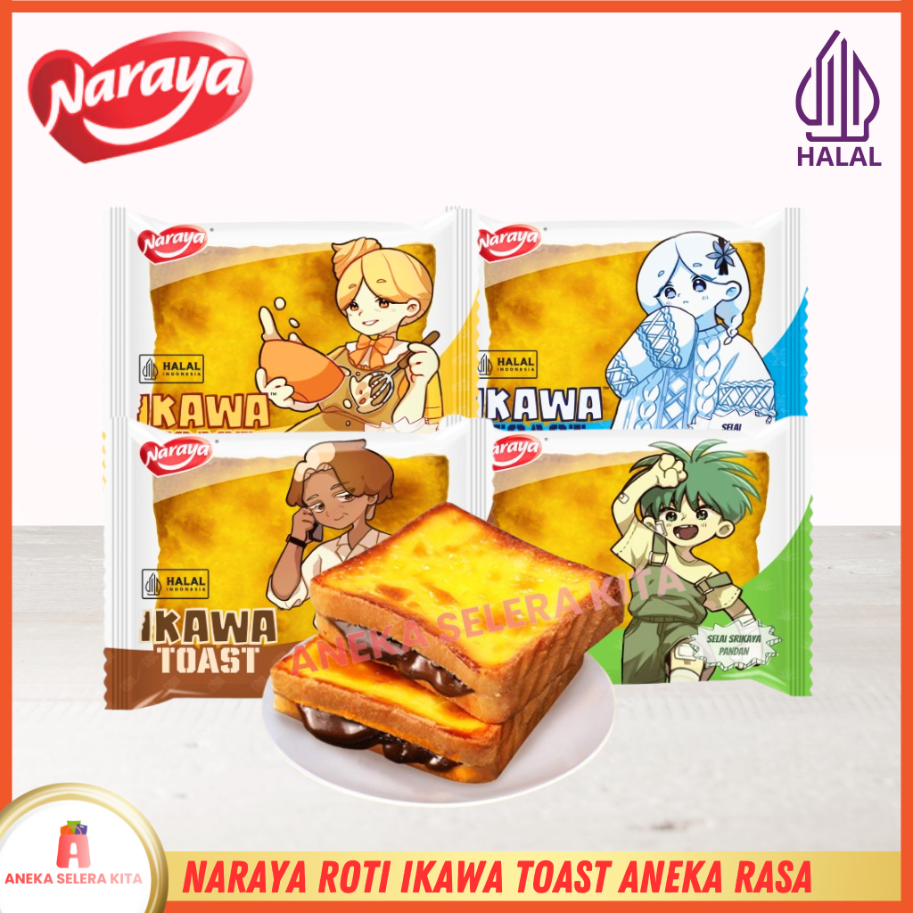 Jual Naraya Ikawa Toast Roti Panggang Viral Rasa Coklat, Cheese, Srikaya Pandan & Vanila Halal ...
