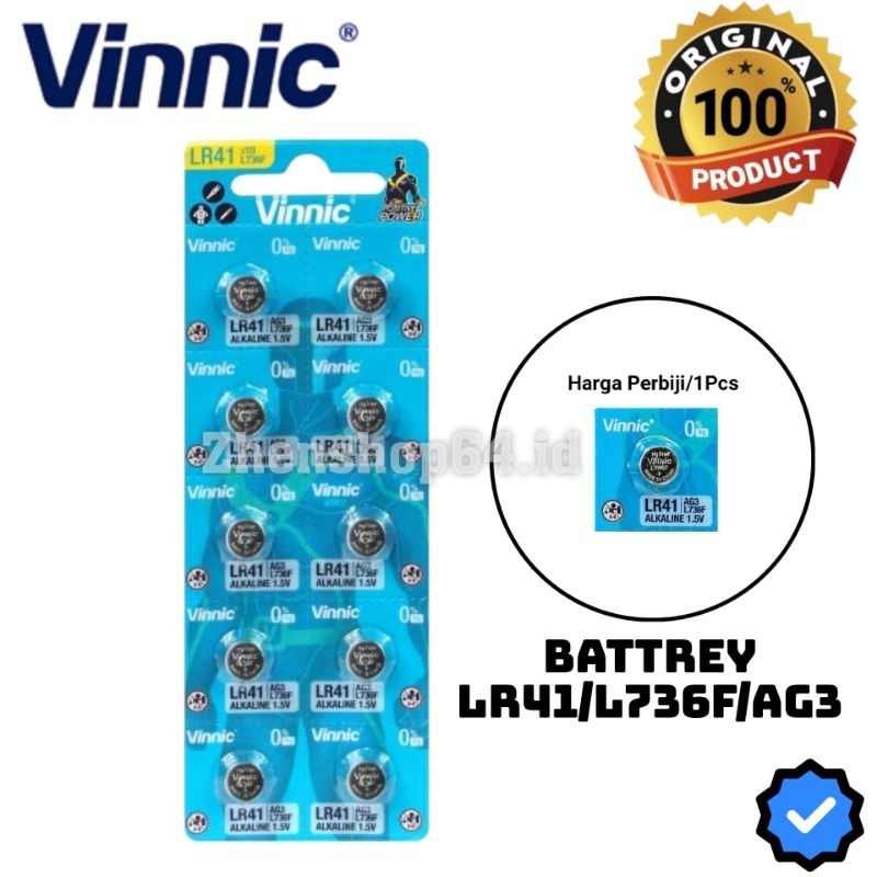 Jual Baterai Kancing Vinnic LR41 L736F AG3 1.5Volt Positive Power Kualitas Terjamin | Shopee ...