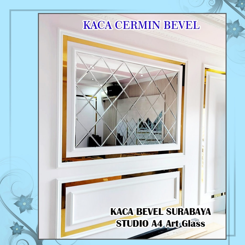 Jual TINGGI 108 CM LEBAR 150 CM 3 MM 1 CM CERMIN BEVEL WAJIK & SEGITIGA ...
