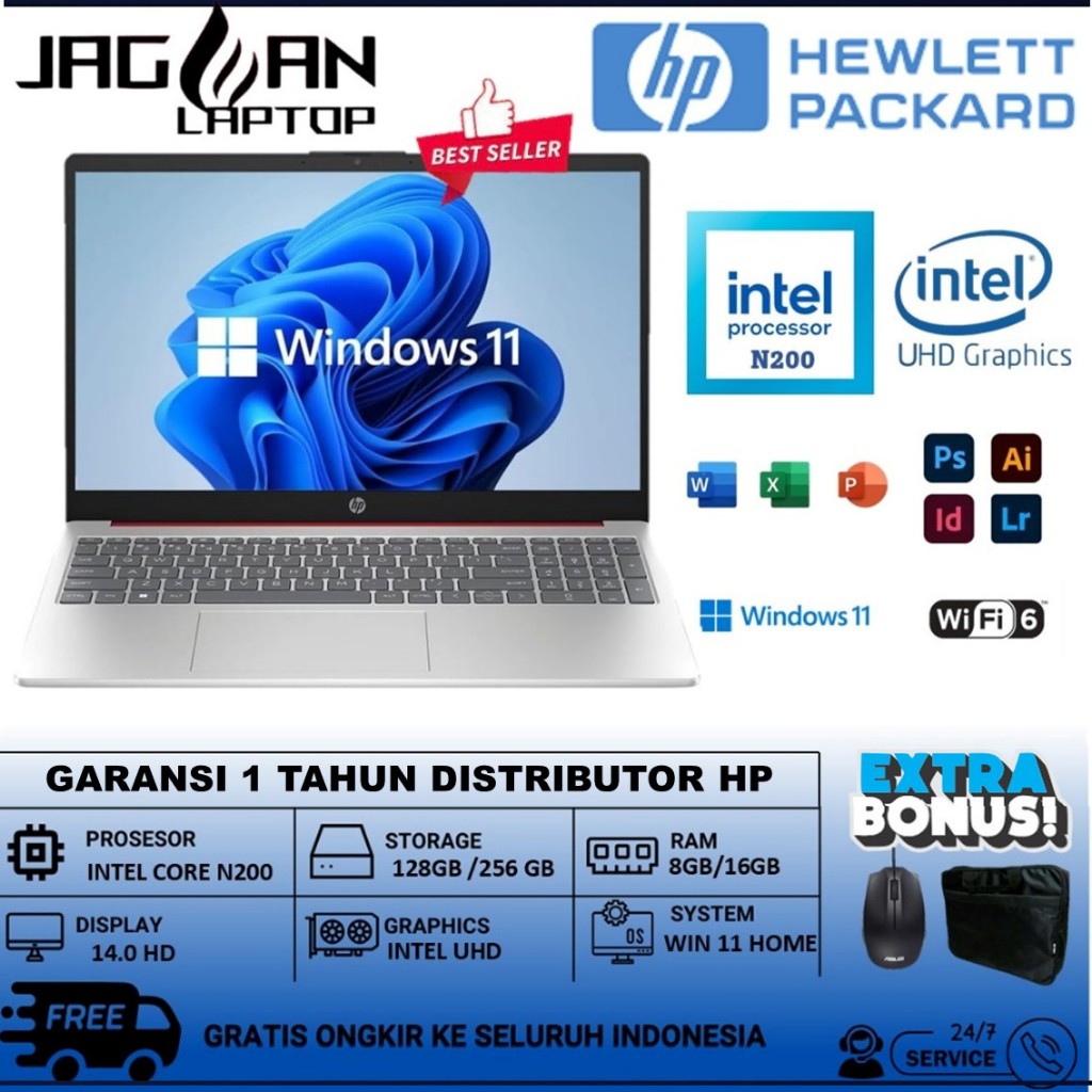 Jual Promo Laptop HP 15 Intel Core N200 16GB RAM 128GB UHD Graphics ...