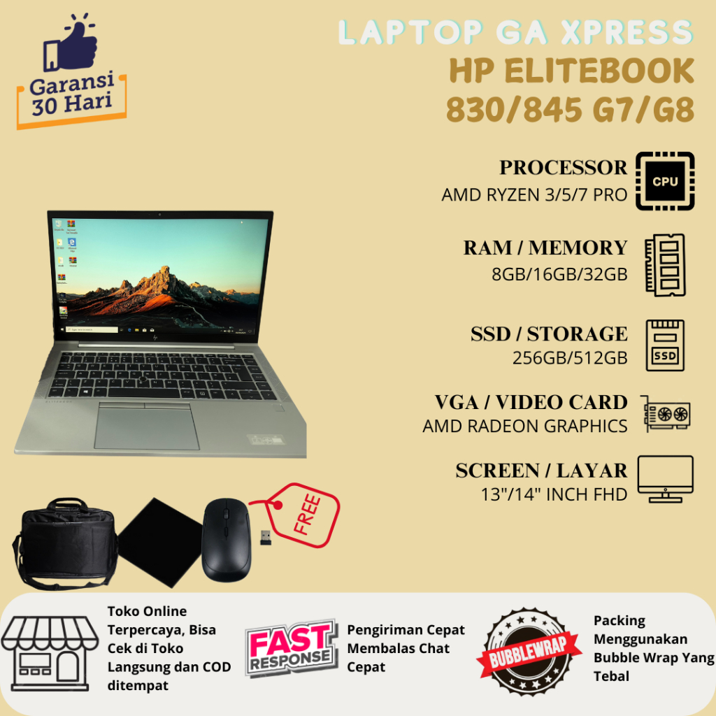 Jual HP Elitebook 830/835/845 G7/G8 AMD Layar 13/14 inch FHD - RAM 8GB/16GB/32GB SSD 256GB/512GB ...