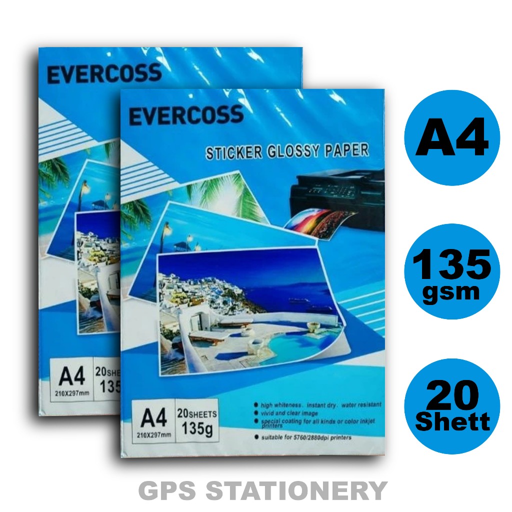 Jual Sticker Glossi Paper / Stiker Glossi Paper Evercoss A4 135 Gsm 1 ...