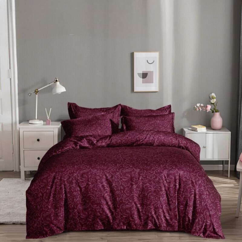 Jual Bed Cover Set Sprei Maroon Emboss Bunga - Merah Tua- Ukuran ...