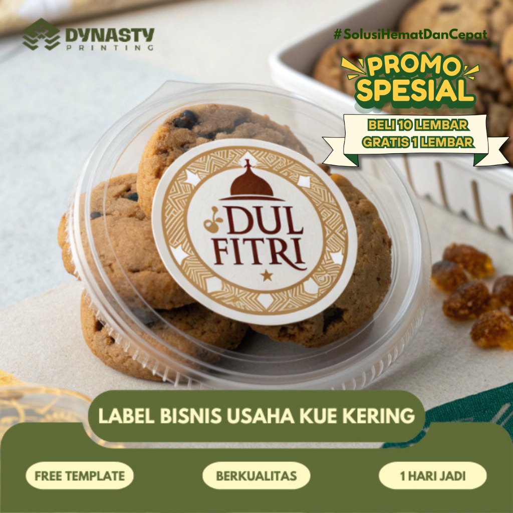 Jual Cetak Stiker Logo Label Usaha Kue Kering Berbahan Chromo - Free ...