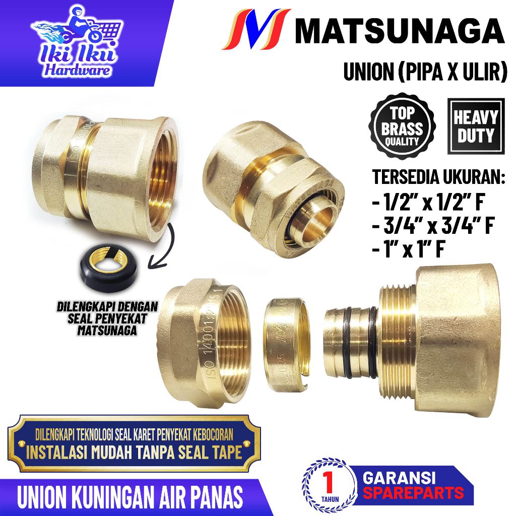 Jual Matsunaga Sambungan Union Pipa Air Panas Kuningan Pipa x Ulir ...