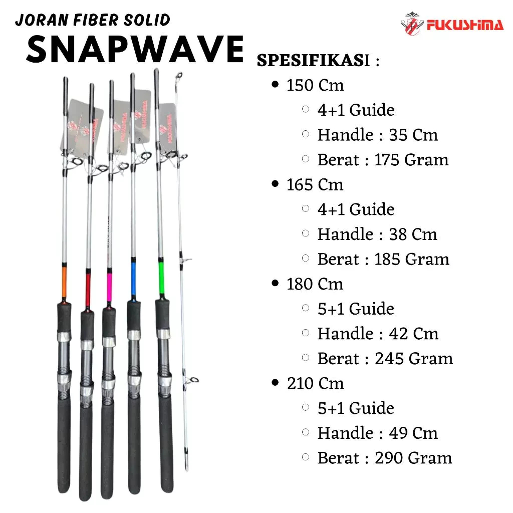 Jual Joran Fiber Solid Joran spinning 7-15 8-17 lbs Fukushima Snapwave ...