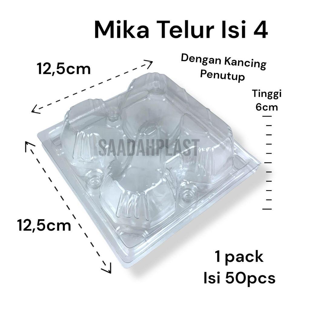 Jual (ISI 50) Mika Telur Isi 4 Butir + Kancing / Egg Tray Kemasan Telor ...