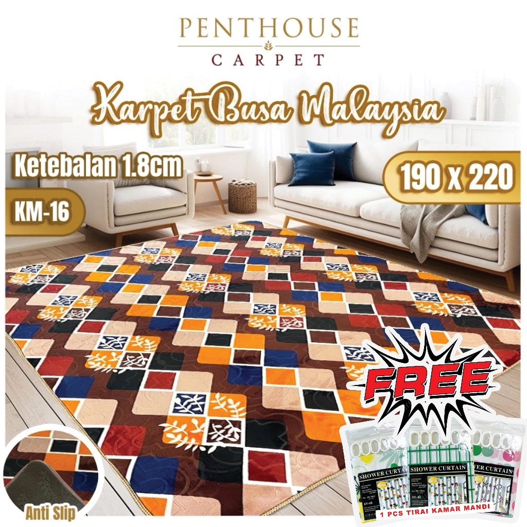 Jual Karpet Busa Malaysia Emboss 220X190 CM Karpet Rumah Tebal Lembut ...