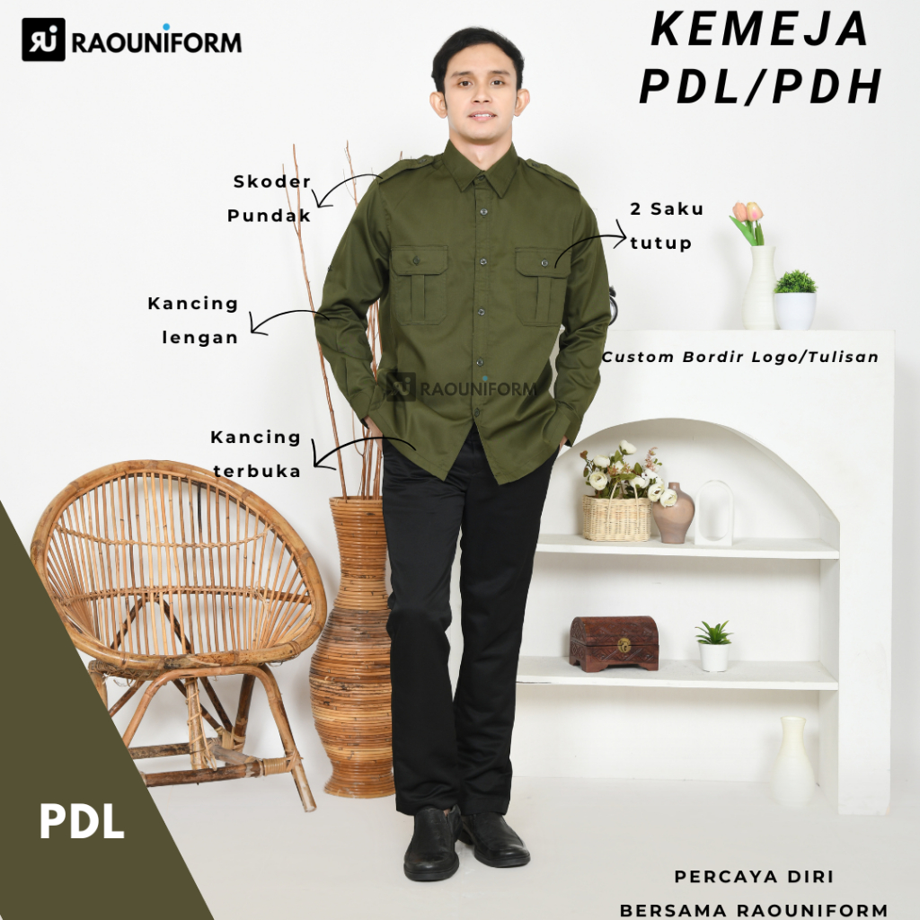 Jual Kemeja outdoor PDL Premium/PDL Pria Lengan Panjang/Baju PDL Pria ...
