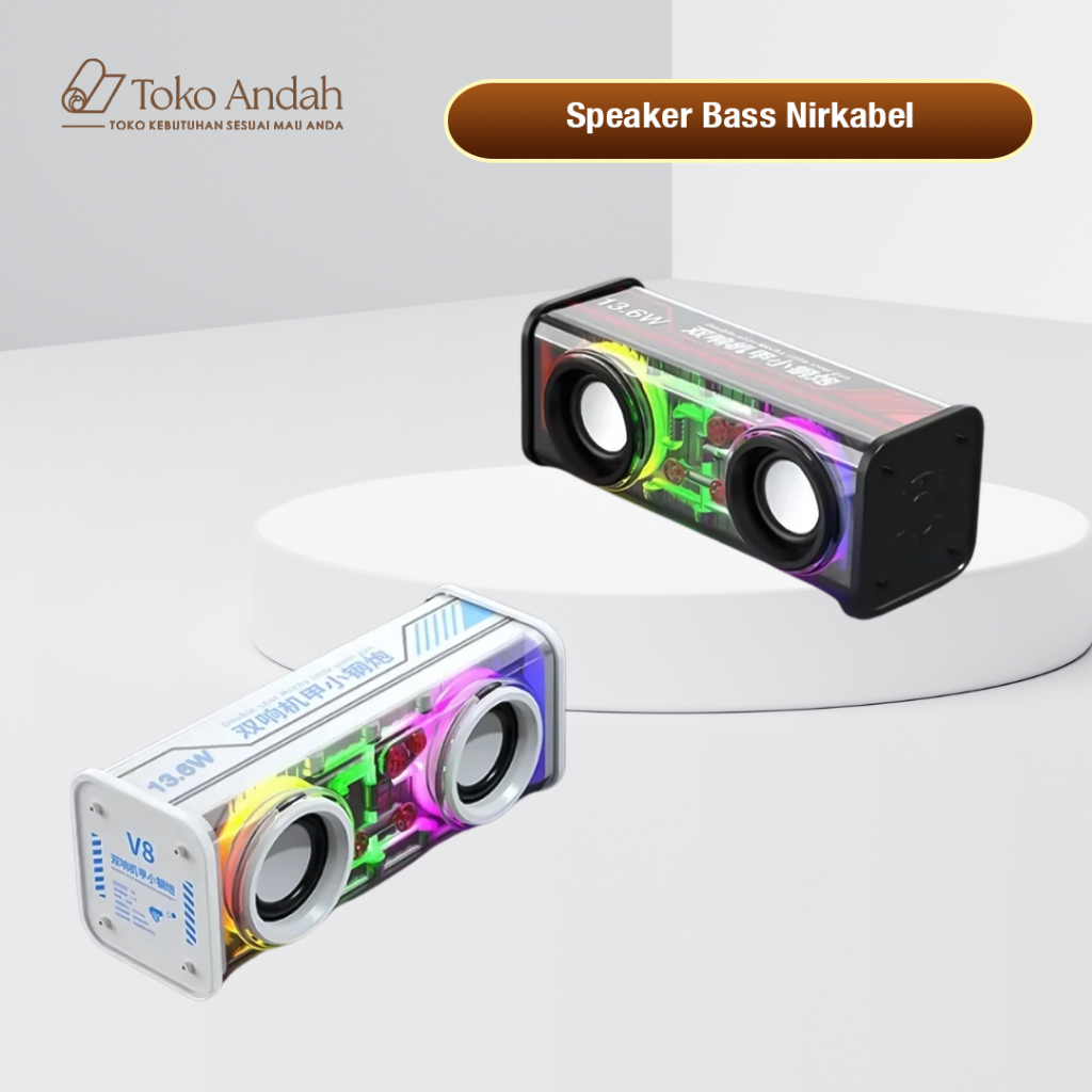 Jual Speaker Bluetooth Subwoofer Baja Kecil Transparan Audio Portabel Nirkabel Rgb 7 Color Light ...