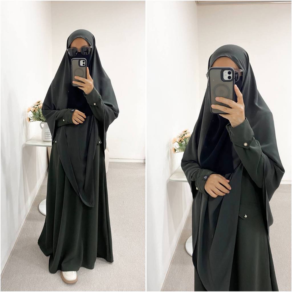Jual HAGIA ABAYA BASIC KANCING MUTIARA GAMIS POLOS POCKET BY ZURI LABEL ...