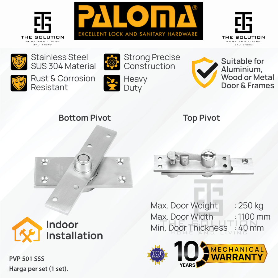 Jual Pivot Hinge Engsel PALOMA PVP 501 Engsel Pintu Putar Kaca ...