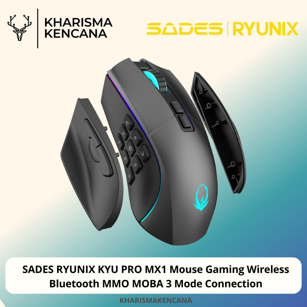 Jual SADES RYUNIX KYU PRO MX1 Mouse Gaming Wireless Bluetooth MMO MOBA 3 Mode Connection ...