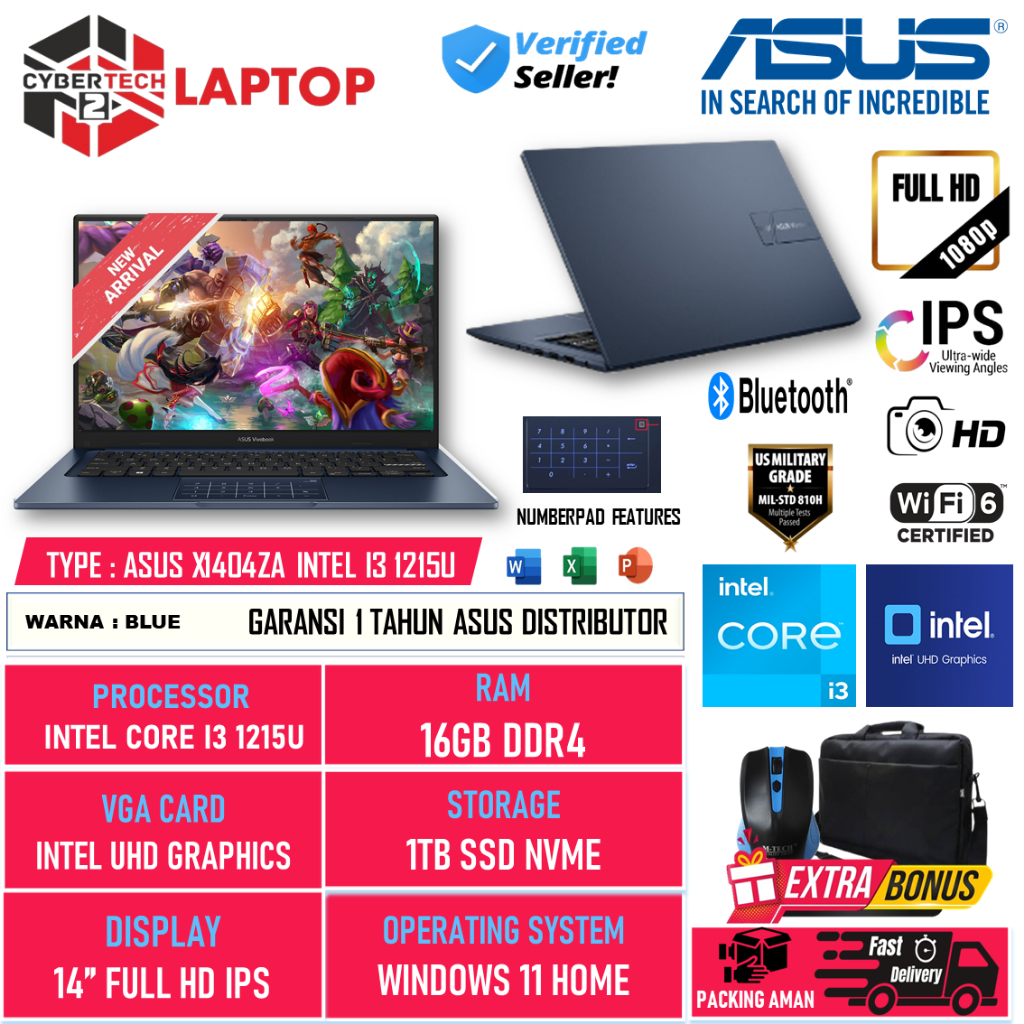 Jual PROMO Laptop Asus Vivobook 14 X1404ZA Intel Core I3 1215U 16GB 512GB 14 Inch Full HD ...