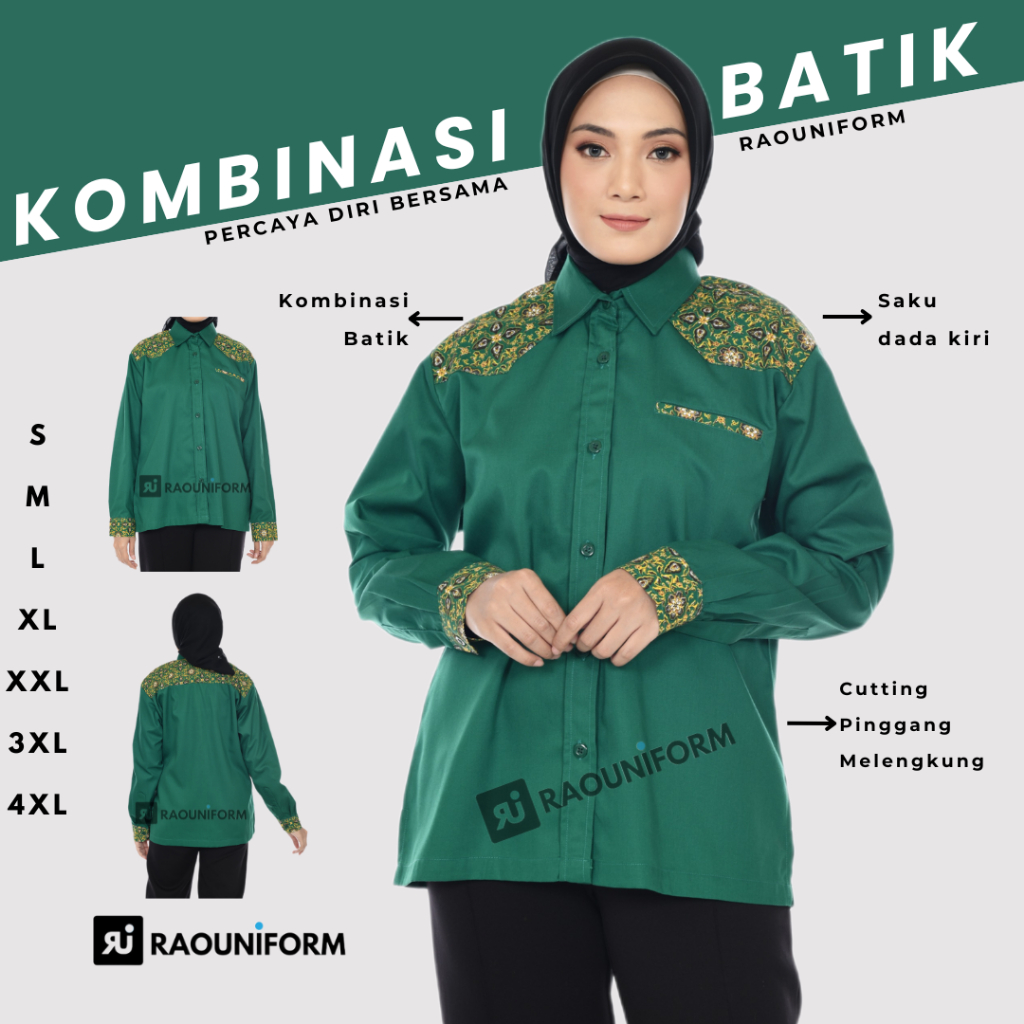 Jual Kemeja kerja kantoran/Baju seragam kombinasi batik/Baju kerja ...