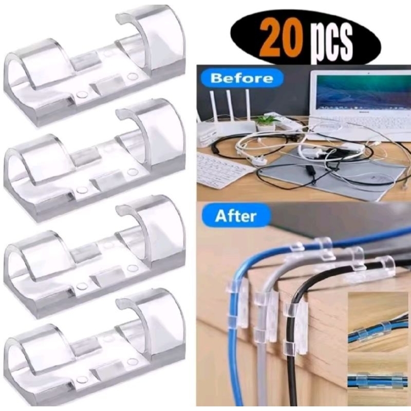 Jual Penjepit Kabel Klip Kabel Organizer Cable Tempel Dinding Meja ...