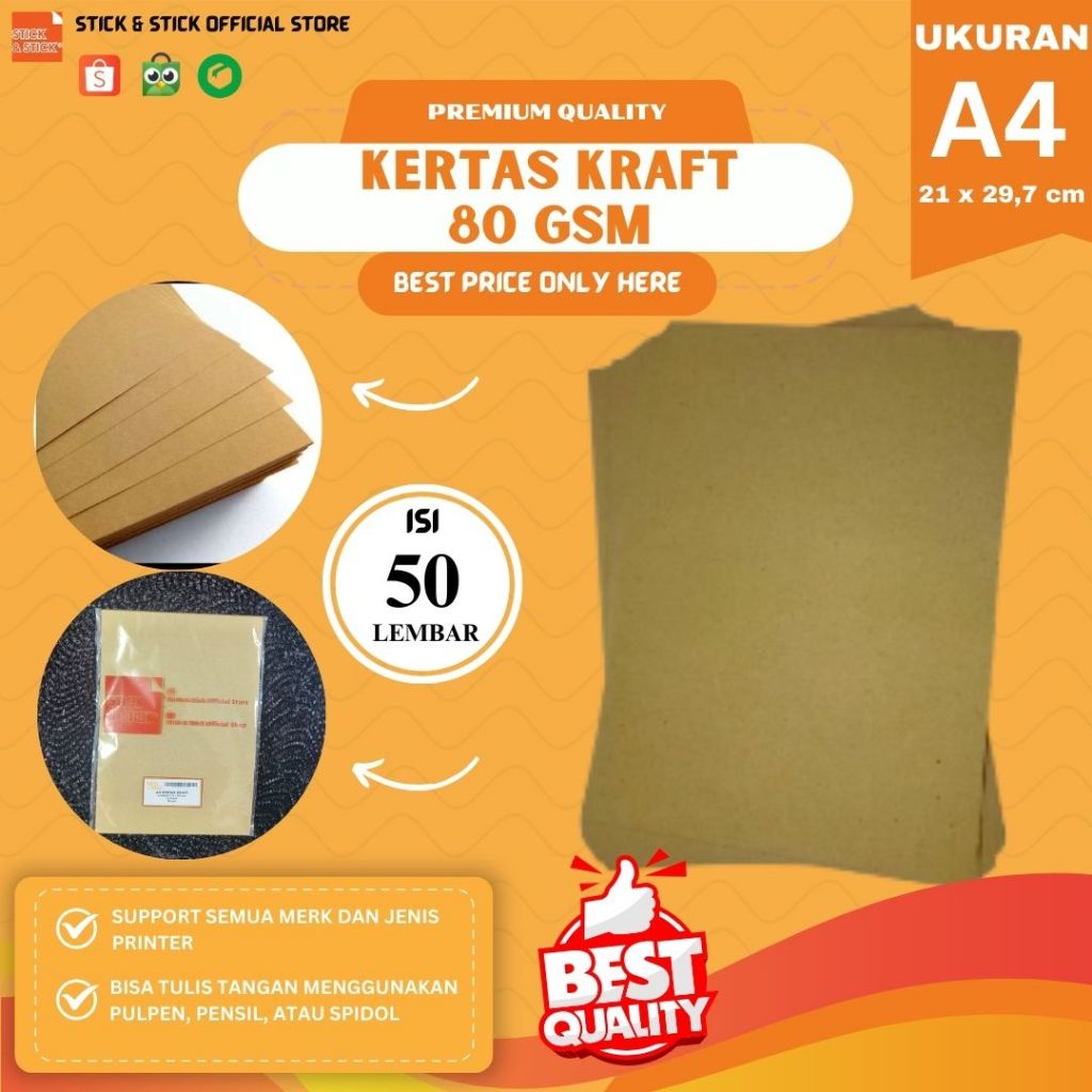 Jual Kertas Samson Kraft Liner Tipis A4 80 gram 50 Lembar | Shopee ...