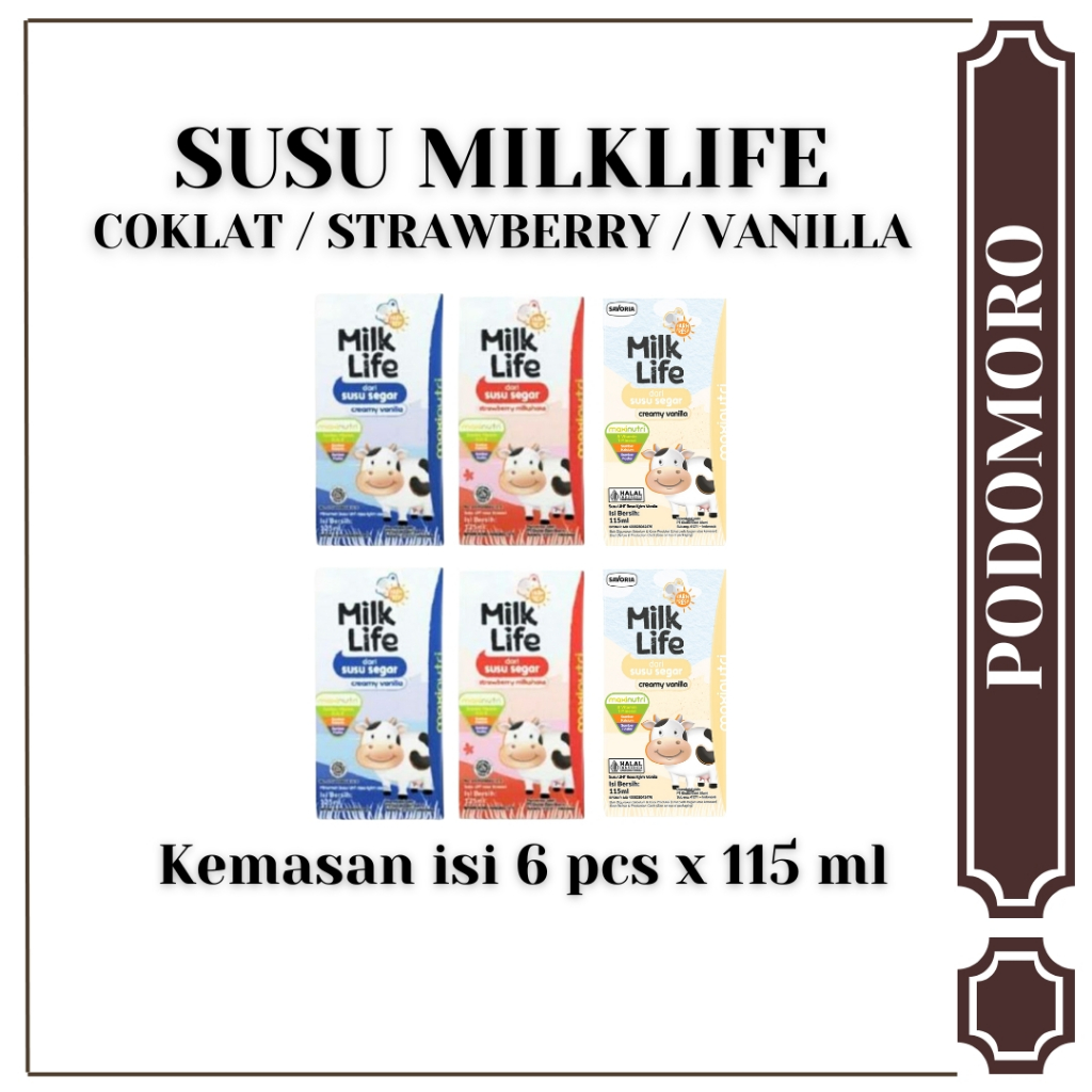 Jual Milk Life Susu UHT Rasa Coklat / Strawberry / Vanilla ukuran 115 ...