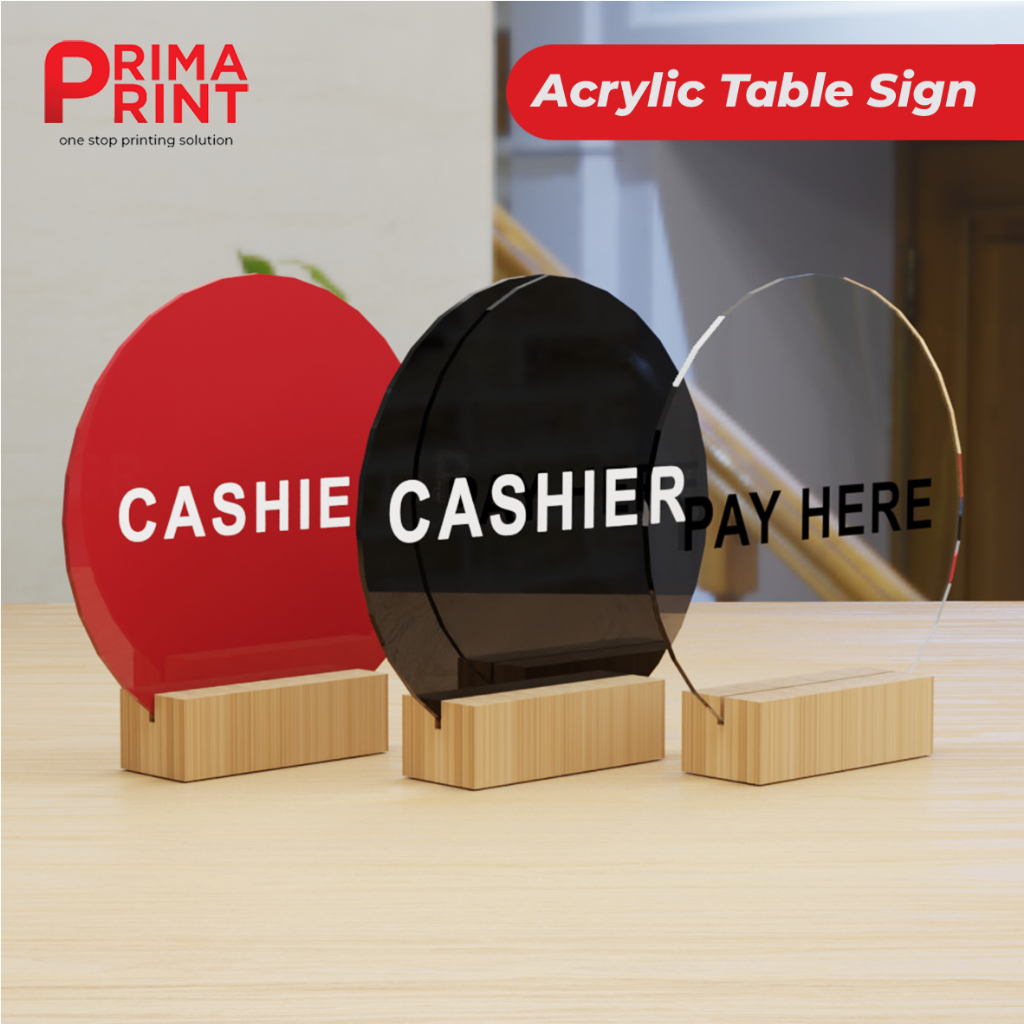 Jual Papan Meja Kasir Akrilik Lingkaran Stand Kayu Premium I Akrilik ...