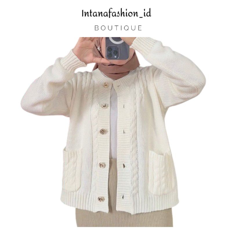 Jual [Intana Fashion] Xavierra Cardi Cable Knitwear Premium Rajut ...