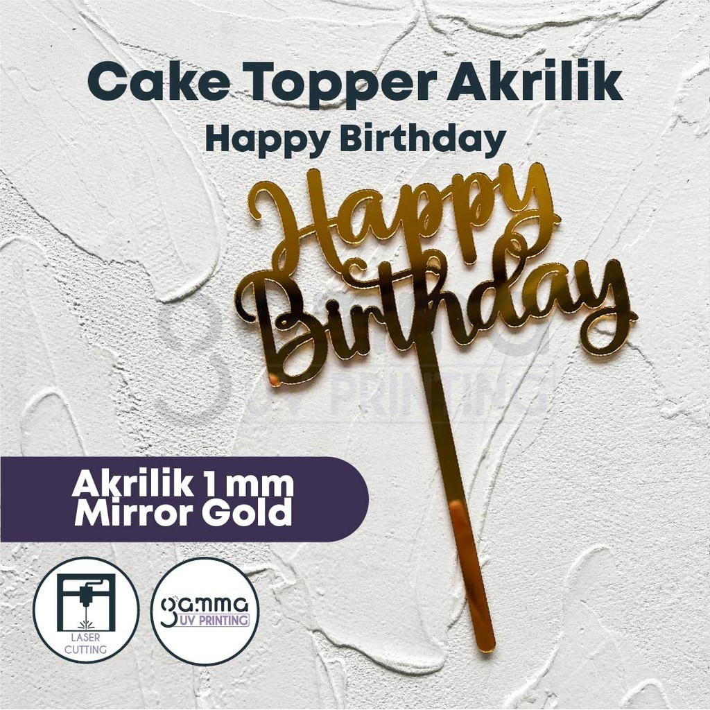 Jual Koota - Cake Topper Tulisan Happy Birthday Akrilik Gold 1mm Hiasan ...