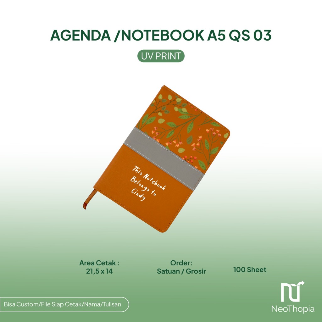 Jual Custom Notebook Premium Ukuran A5 QS03 Custom Nama / Logo Souvenir ...
