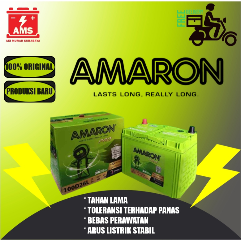 Jual Aki Mobil Innova Diesel Amaron Pro 100D26L 12V 70 Ah Garansi 1 th ...