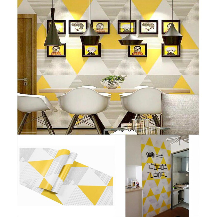 Jual Wallpaper Dinding Motif Segitiga kuning Lemon Ukuran 8 s/d 9 Meter ...