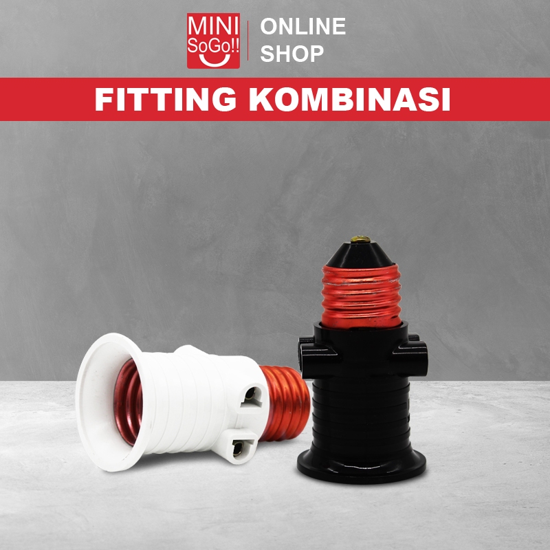 Jual Minisogo Fitting Lampu Kombinasi Colok / Fitting kombinasi + Colokan 2 Lubang E27 SNI ...