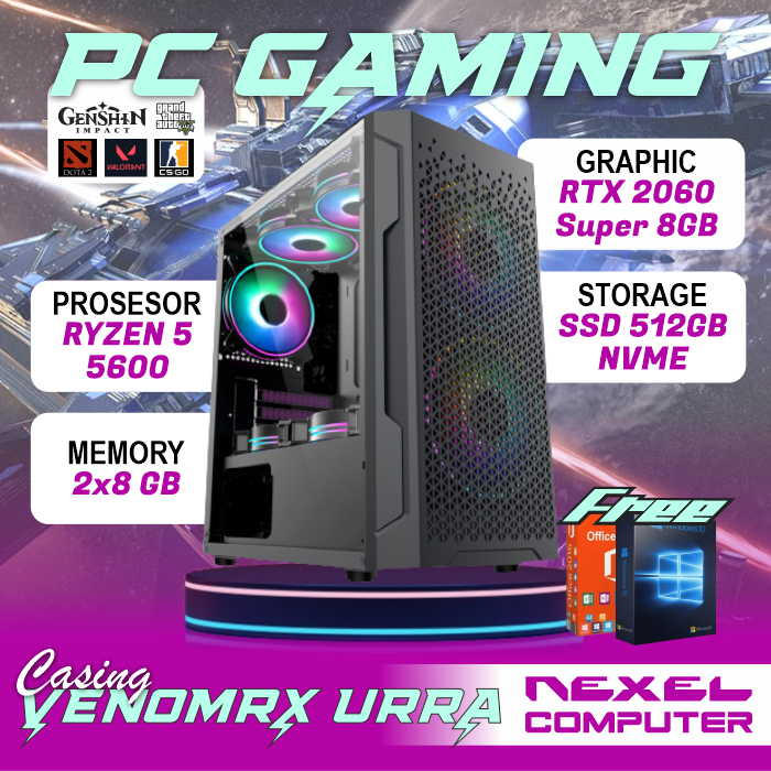 Jual PC Gaming | Ryzen 5 5600 | RTX 2060 Super 8GB | 16GB RAM | SSD 512GB NVME | Shopee Indonesia