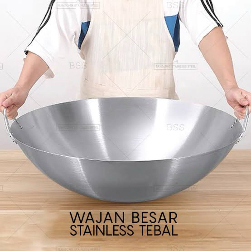 Jual Wajan Besar 70 cm Penggorengan Stainless Steel Tebal Kuali Goreng | Shopee Indonesia
