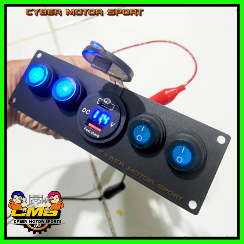 Jual Panel sakelar tombol 4 plus PD power delivery fastcharging type c ...