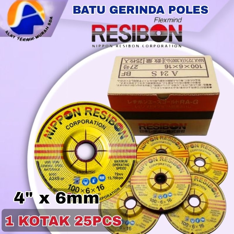 Jual [1KOTAK 25 PCS] Batu Gerinda Poles Nippon Resibon 4" Inch x 6mm ...