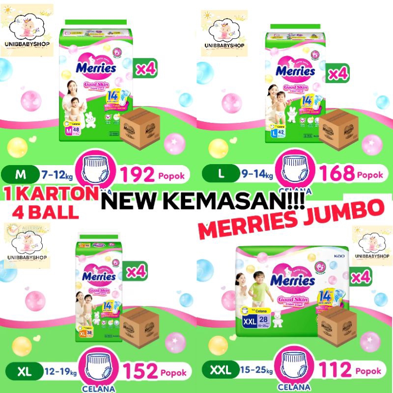 Jual MERRIES GOOD SKIN PANTS JUMBO 4 BALL 1 KARTON M48, L42, XL38 ...