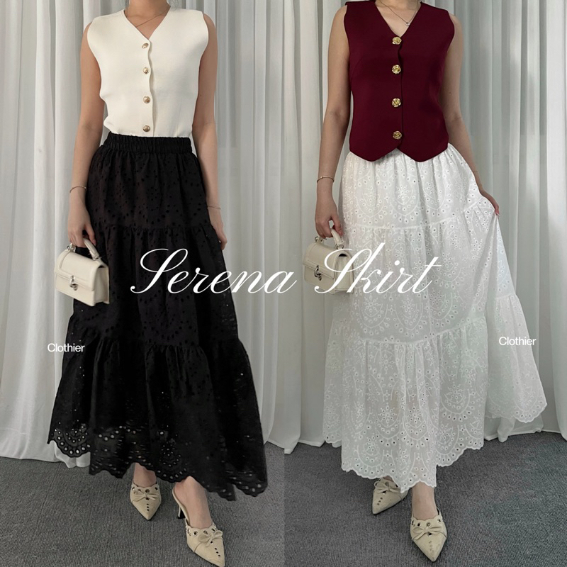 Jual CLOTHIER | Serena Maxi Skirt - Rok Brokat Katbol Lace Renda Wanita ...