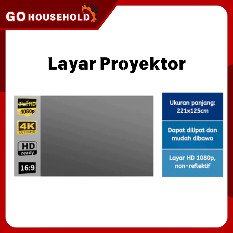Jual Layar Proyektor Anti Light 100 Inch Ratio 16:9 | Screen Projector ...