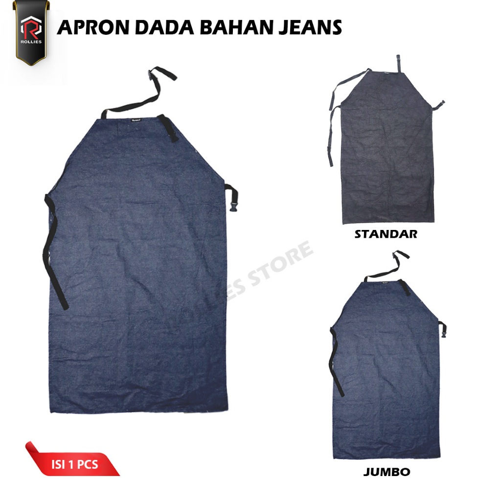 Jual Apron Dada Jeans Tebal Anti Panas Murah / Celemek Jeans Tebal Anti ...