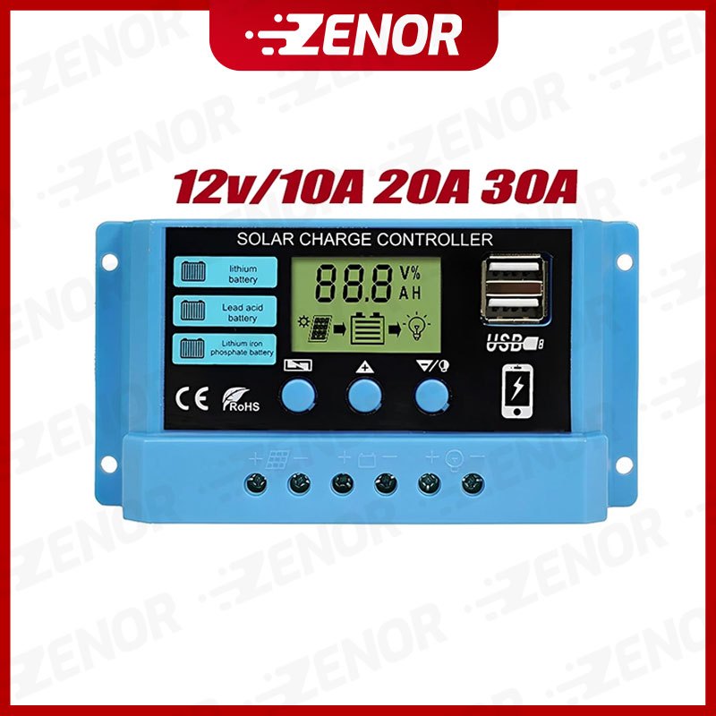 Jual zenor Solar Charge Controller LCD LED Display Solar PWM 12V/24V ...