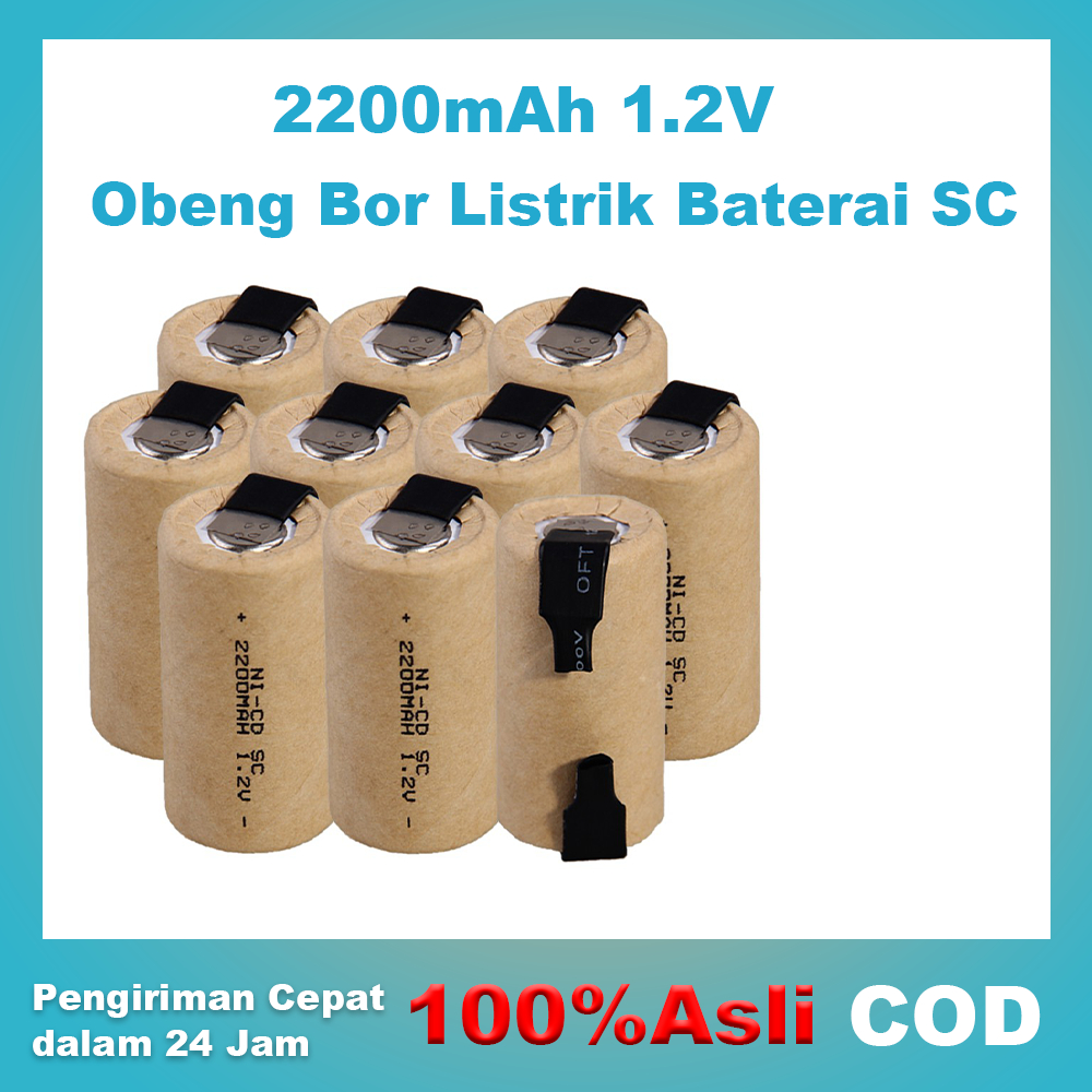 Jual Obeng Bor Listrik Baterai SC 2200mah 1.2V Sub C Ni-Cd Baterai Isi Ulang Dengan Ta 1-20 Pcs ...