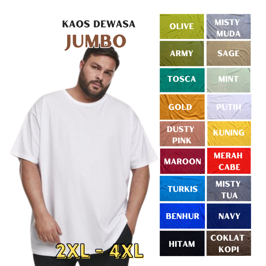 Jual Plat D Konveksi | Kaos Jumbo Polos Murah Reglan Salur 2XL 3XL 4XL Big size/Over size ...