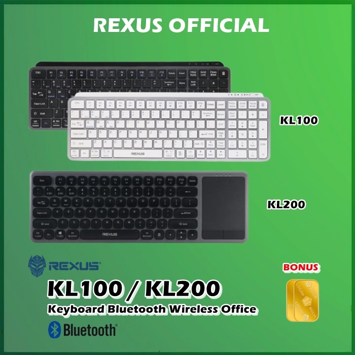 Jual Rexus KL100 / KL200 Keyboard Office Wireless Bluetooth Dual Mode KL 100 KL 200 | Shopee ...