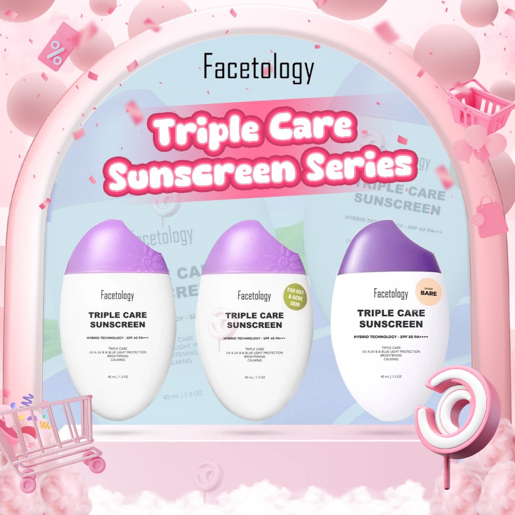 Jual FACETOLOGY - TRIPLE CARE SUNSCREEN SERIES ( 40 ml ) - Sunscreen Wajah For Normal | Oily And ...