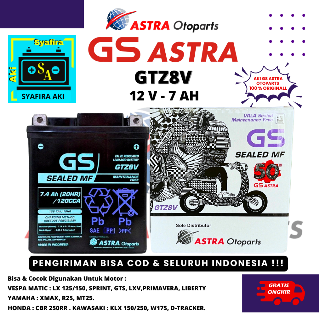 Jual AKI YAMAHA R25, MT25 GS ASTRA GTZ8V / YTZ8V MF | Shopee Indonesia